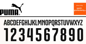 Puma Schriftart 2014-2016 für Trikot Beflockungen mit Nummern und Namen ...